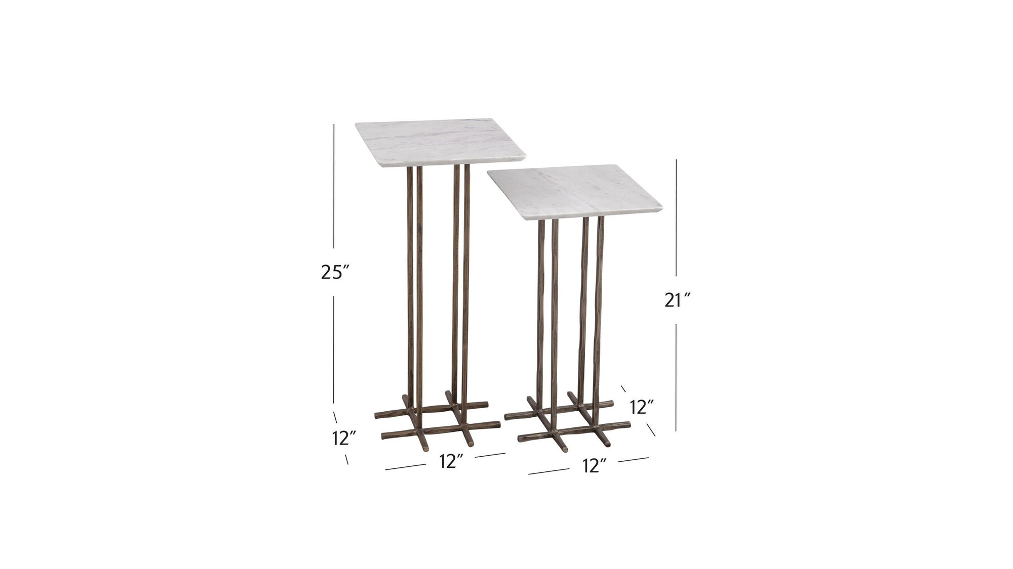 Xavier - Accent Table (Set of 2) - Antique Brass / White Marble – Eller ...